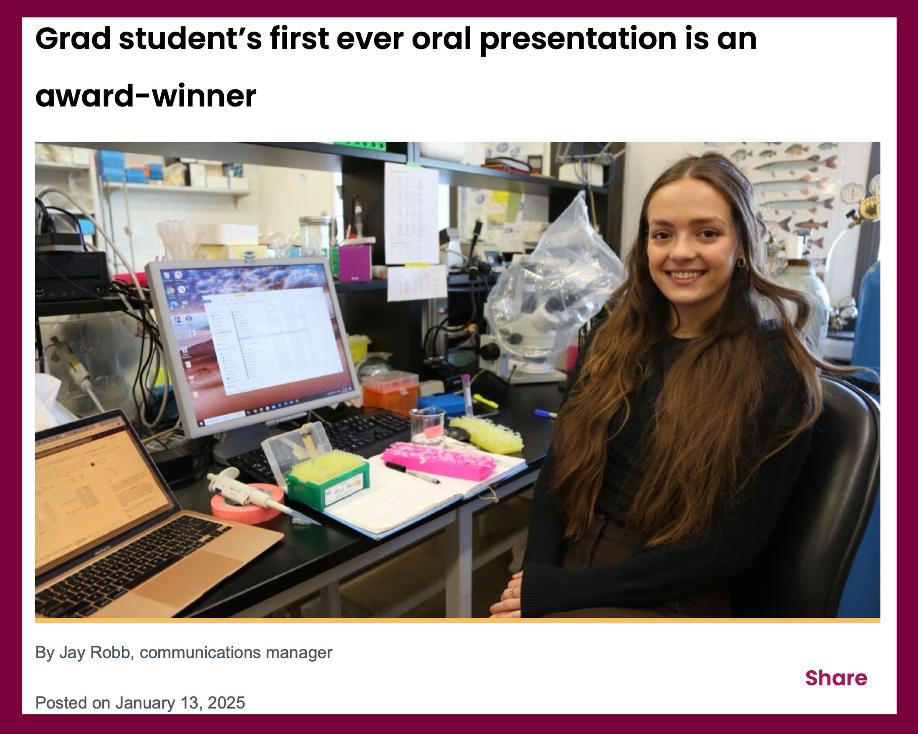 Caileigh takes the prize at the Science Graduate Research Symposium ...
